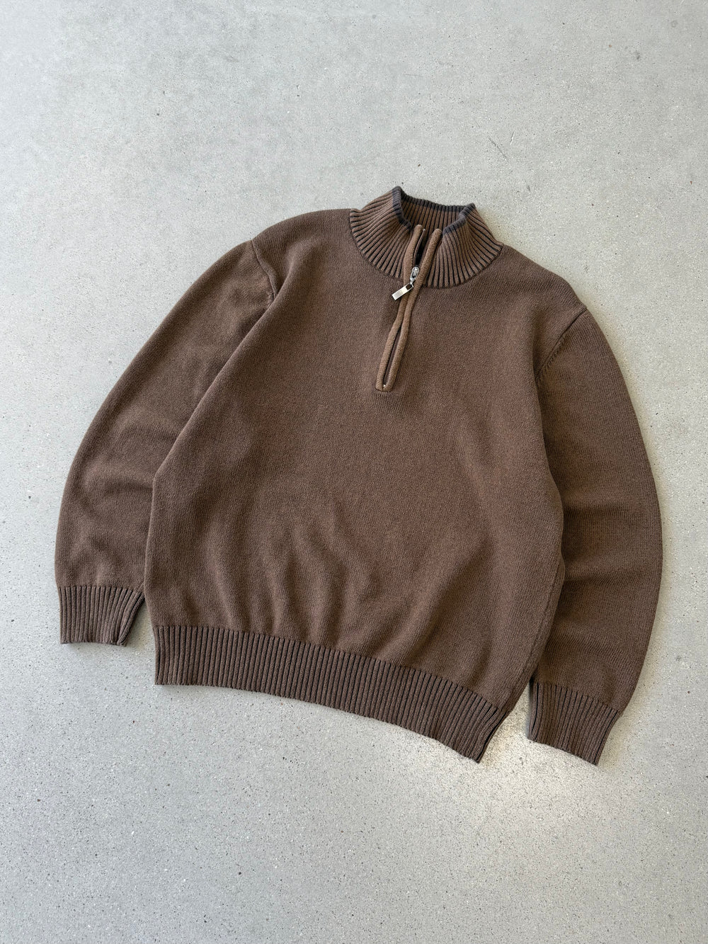 Vintage Structure Brown Quarter-zip Sweater - L