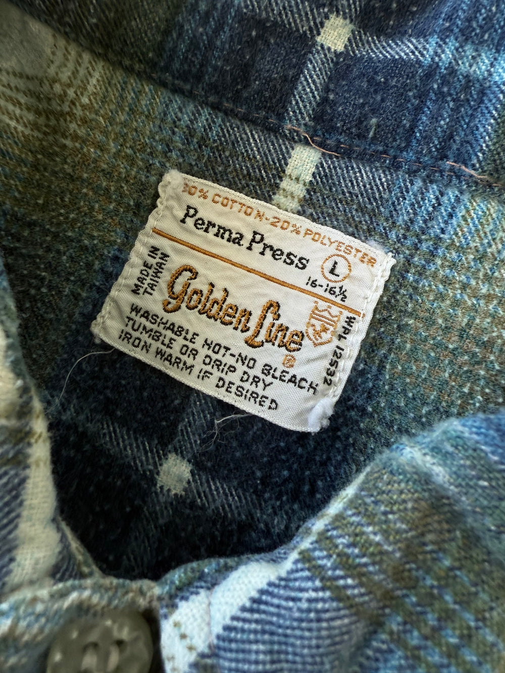 Vintage 1980s Golden Line Plaid Button-up - L