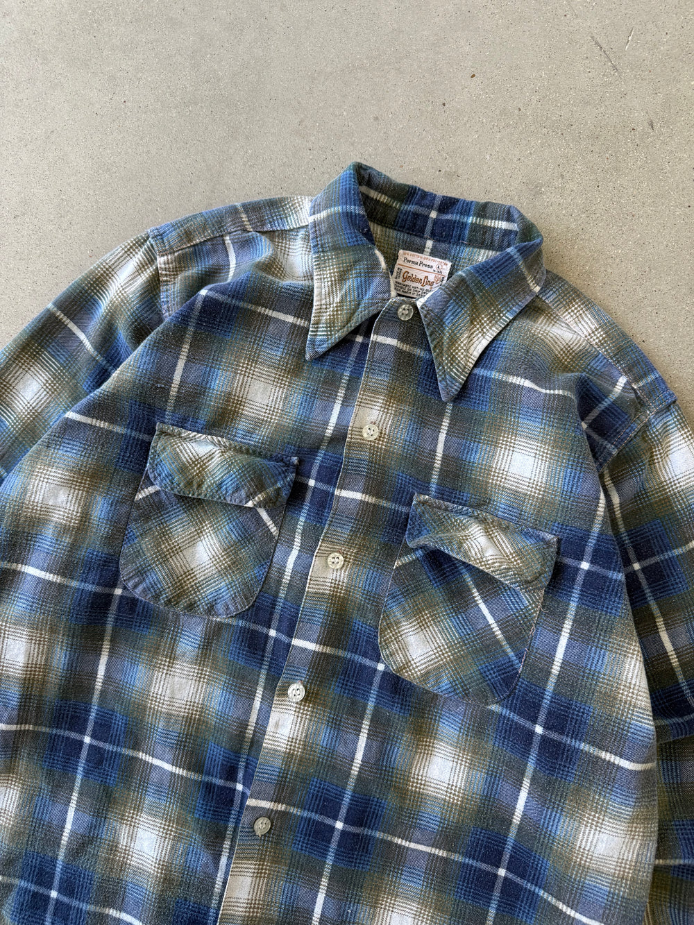 Vintage 1980s Golden Line Plaid Button-up - L