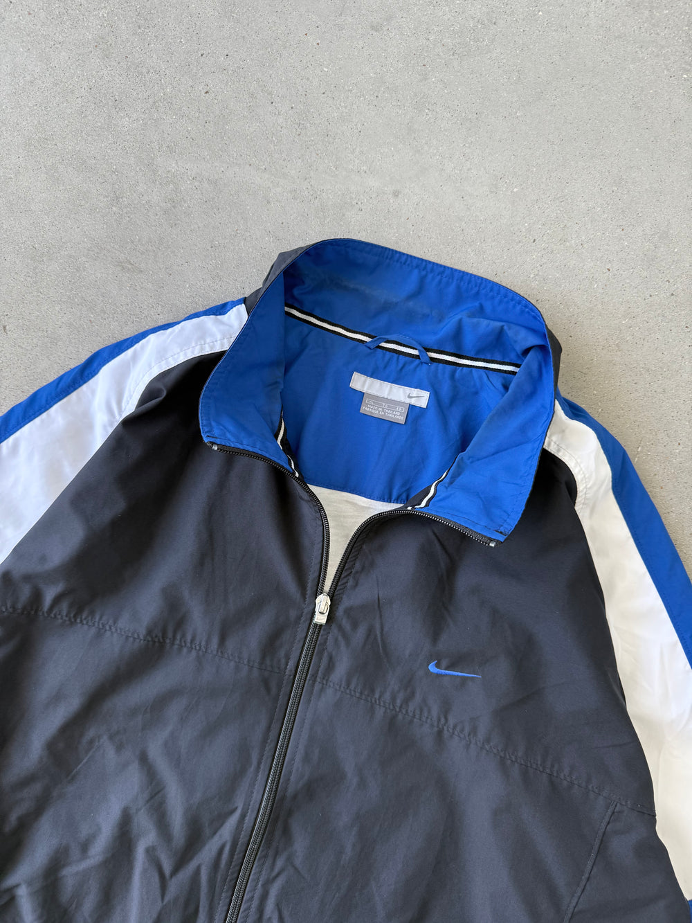 Vintage Nike Swoosh Black/White/Blue Track Jacket - XL